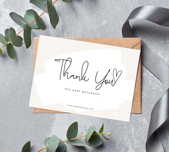 Thank You for Your Purchase Card // Editable Card // - Etsy