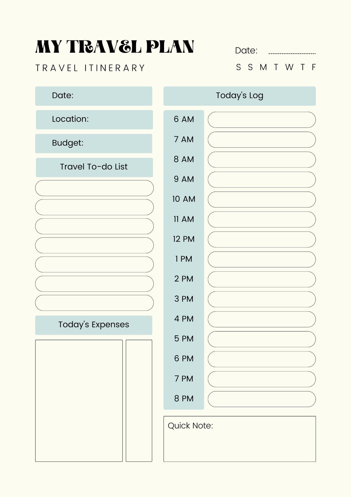 Personal Travel Planner // Packing List // Digital Planner // Pdf Print ...