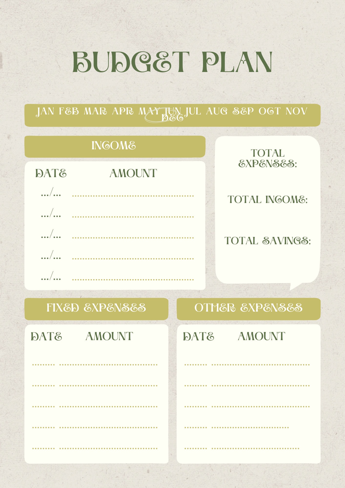 Green Budget Planner // Expense Tracker// Digital Planner // Pdf Print ...