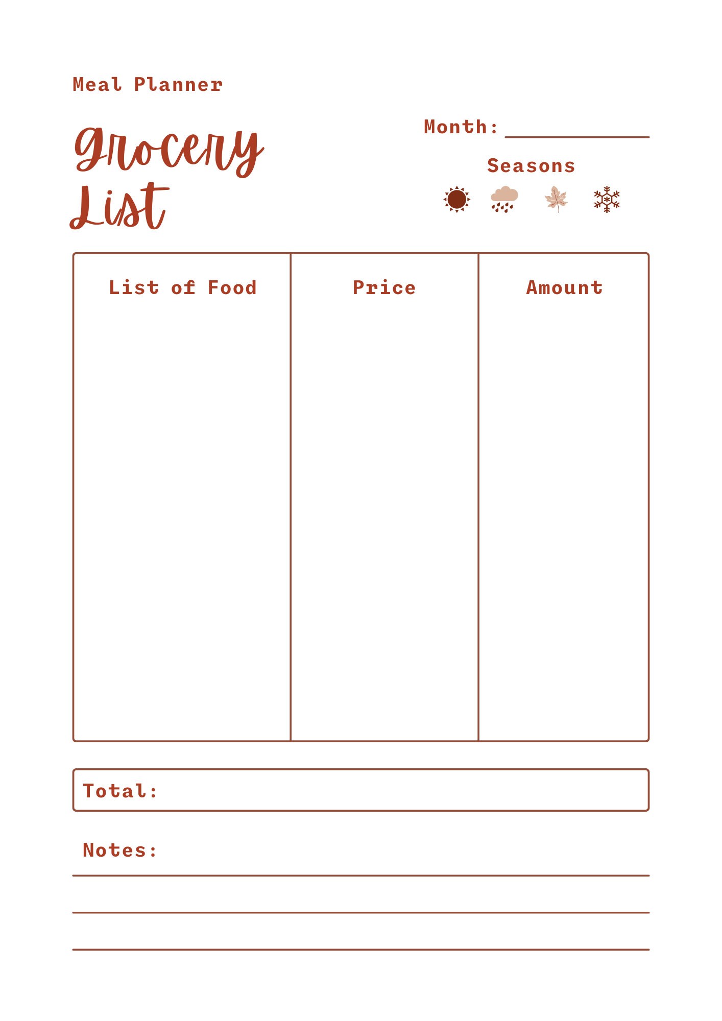 Grocery List Planner // to Do List // Digital Planner // Pdf Print ...