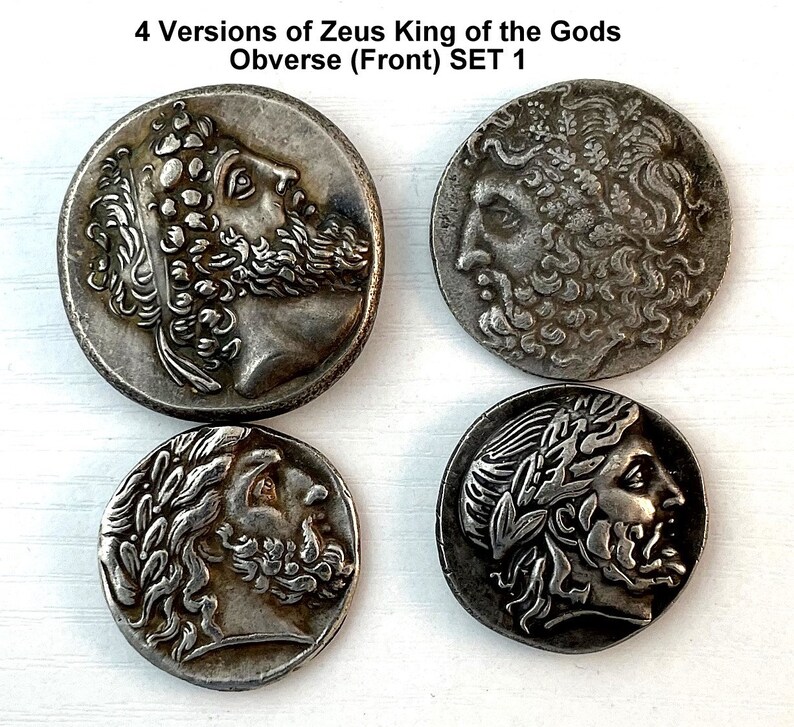 4 Versions of Zeus Coins , Set 1. King of the Gods. Most Famous Coins ...