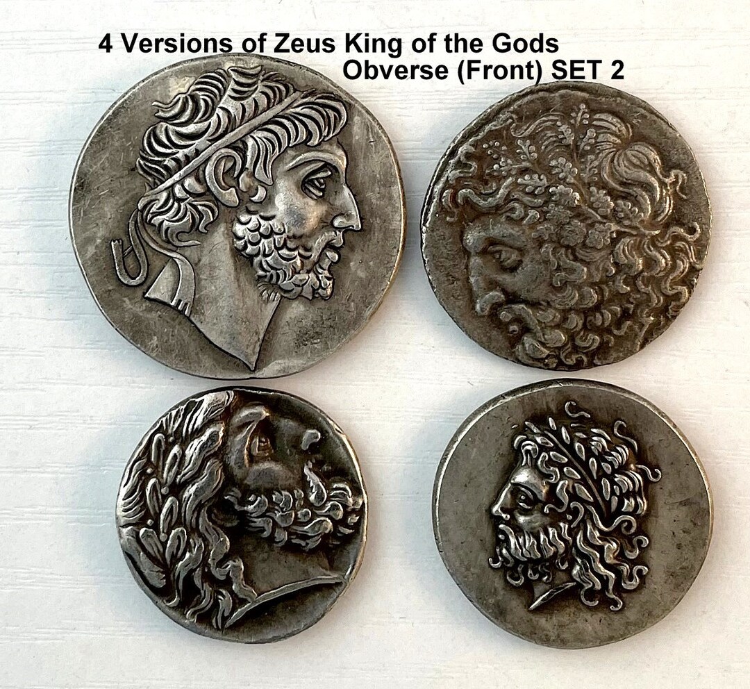 4 Versions of Zeus Coins , Set 2. King of the Gods. Most Famous Coins ...