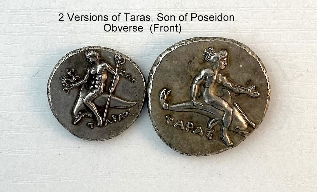 2 Versions of Taras Coin.son of Poseidon, Tarentine Cavalry and ...