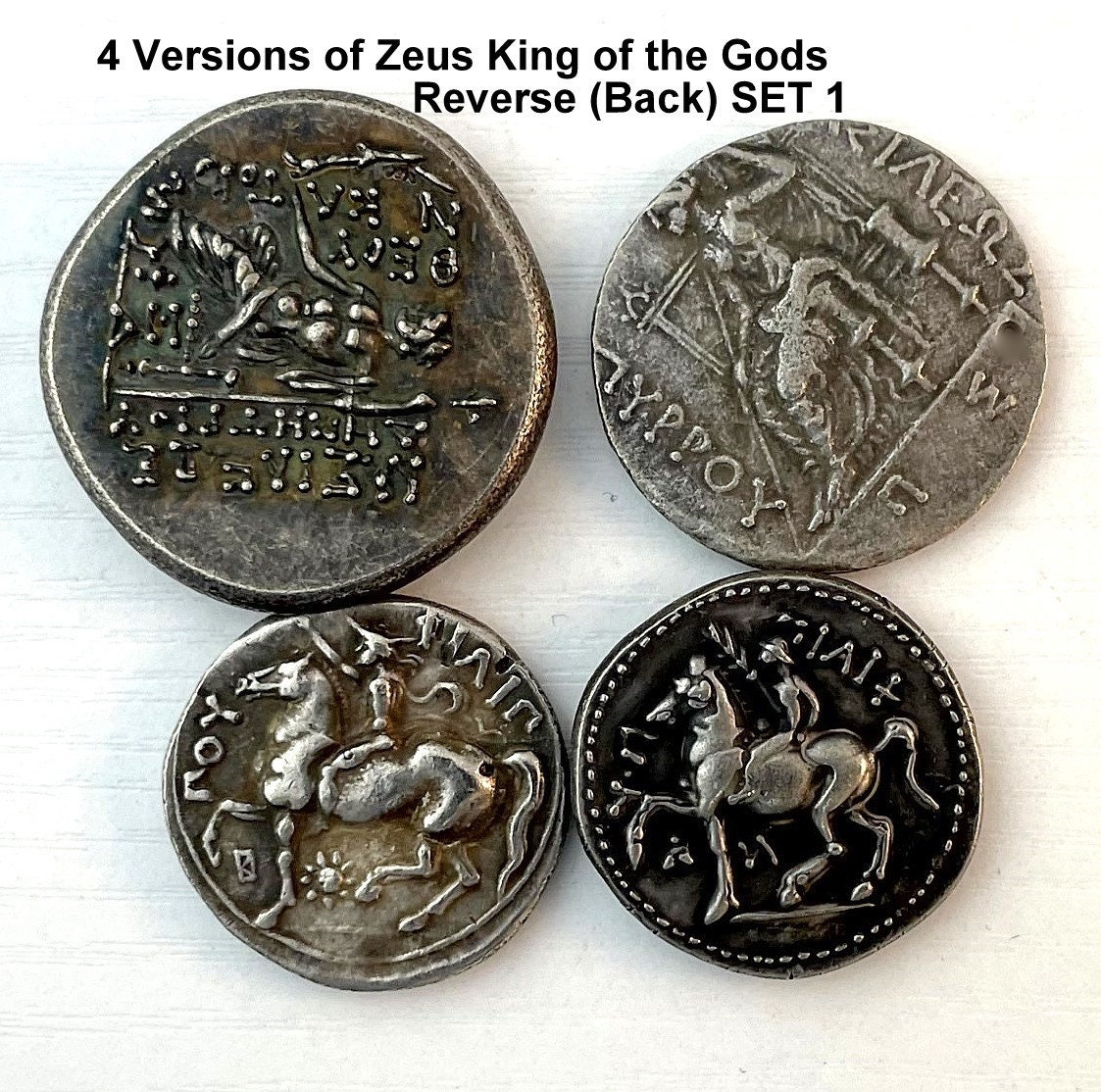 4 Versions of Zeus Coins , Set 1. King of the Gods. Most Famous Coins ...