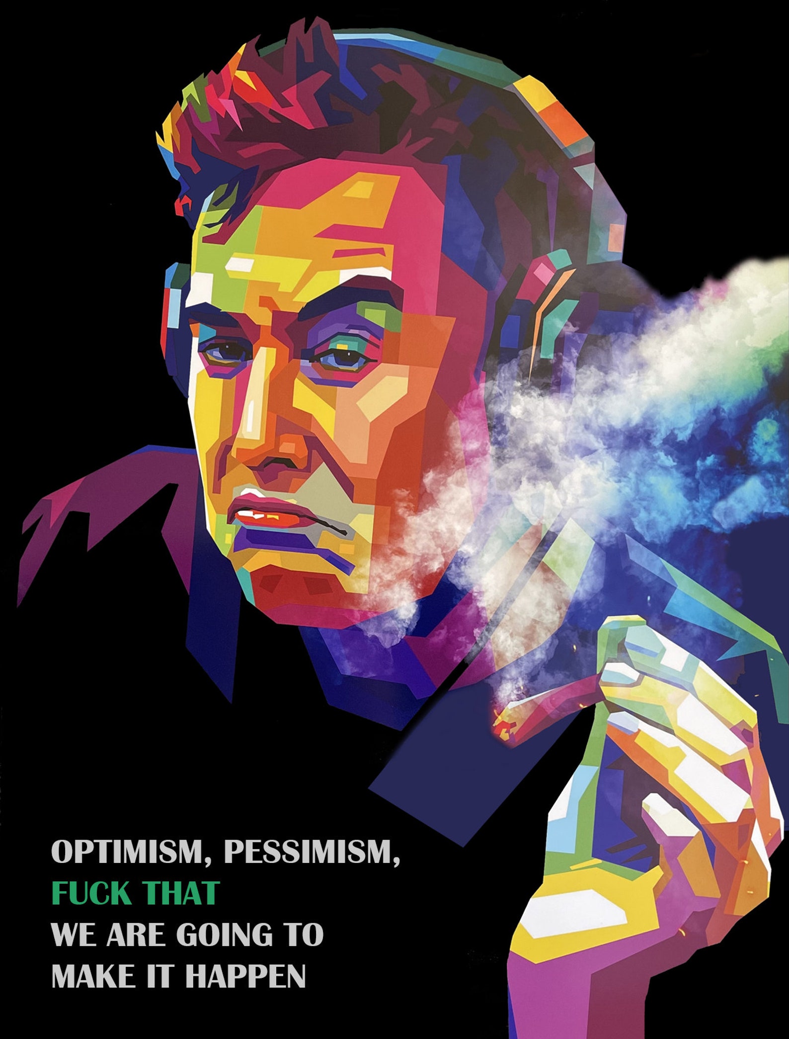 Elon Musk Motivational Poster — Make It Happen, Optimism, Just Do It - Etsy