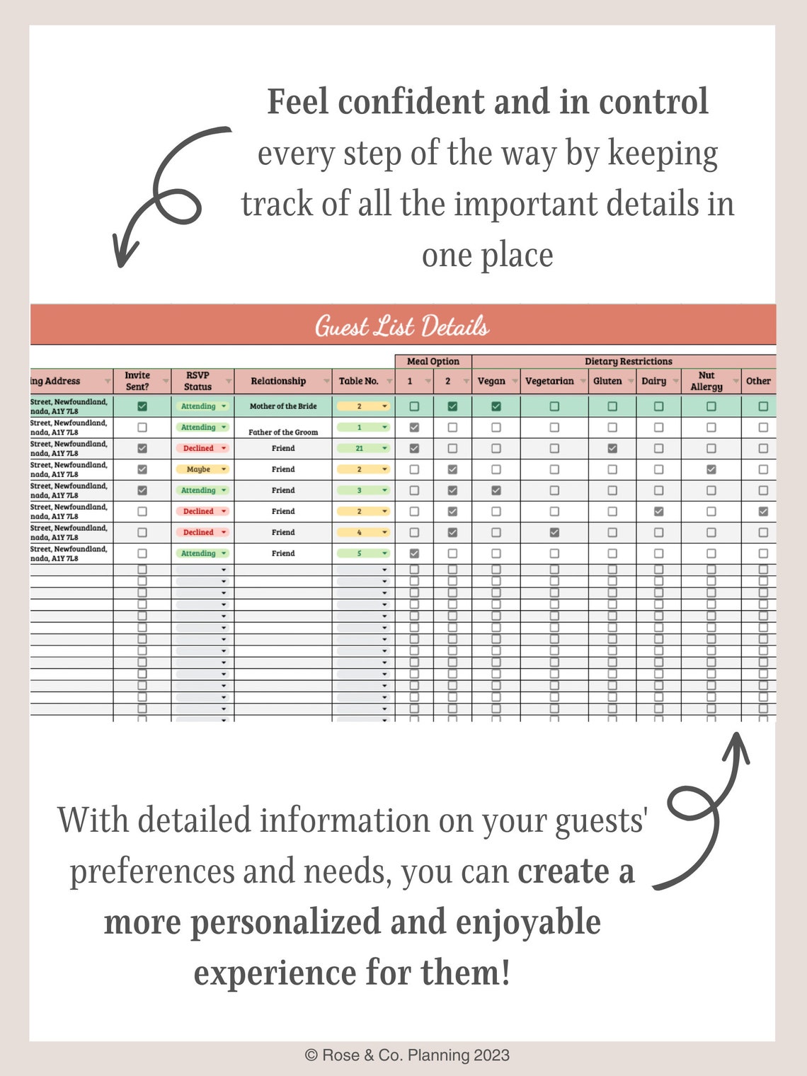 Guest List Spreadsheets & Seating Plan BUNDLE. Digital WEDDING Planner ...