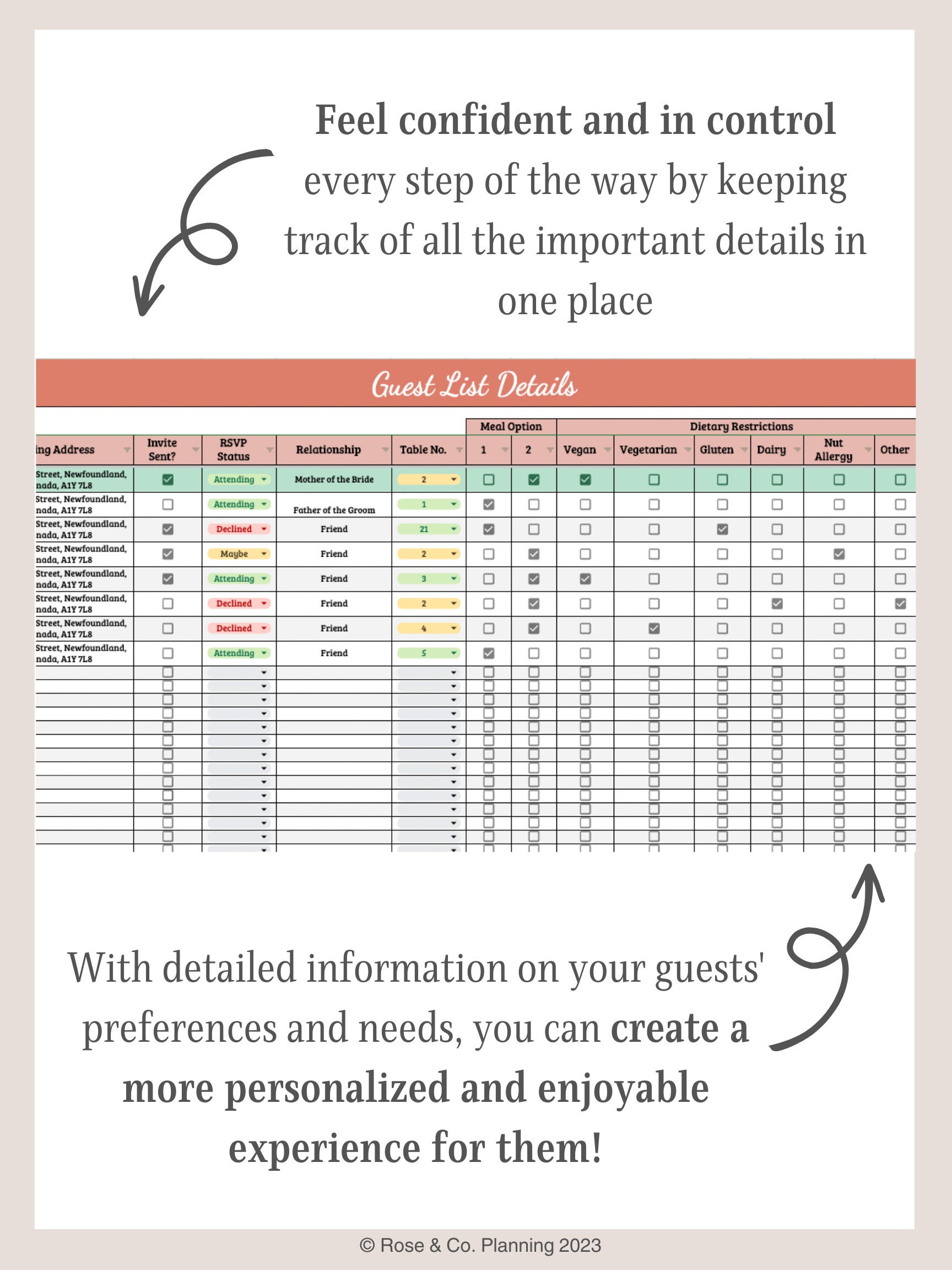 Guest List Spreadsheets & Seating Plan BUNDLE. Digital WEDDING Planner ...