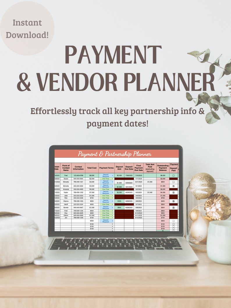 Corporate Event Digital PAYMENT & PARTNERSHIP Planner Template; Check ...