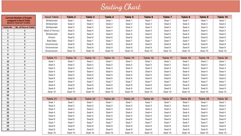 Guest List Spreadsheets & Seating Plan BUNDLE. Digital WEDDING Planner ...