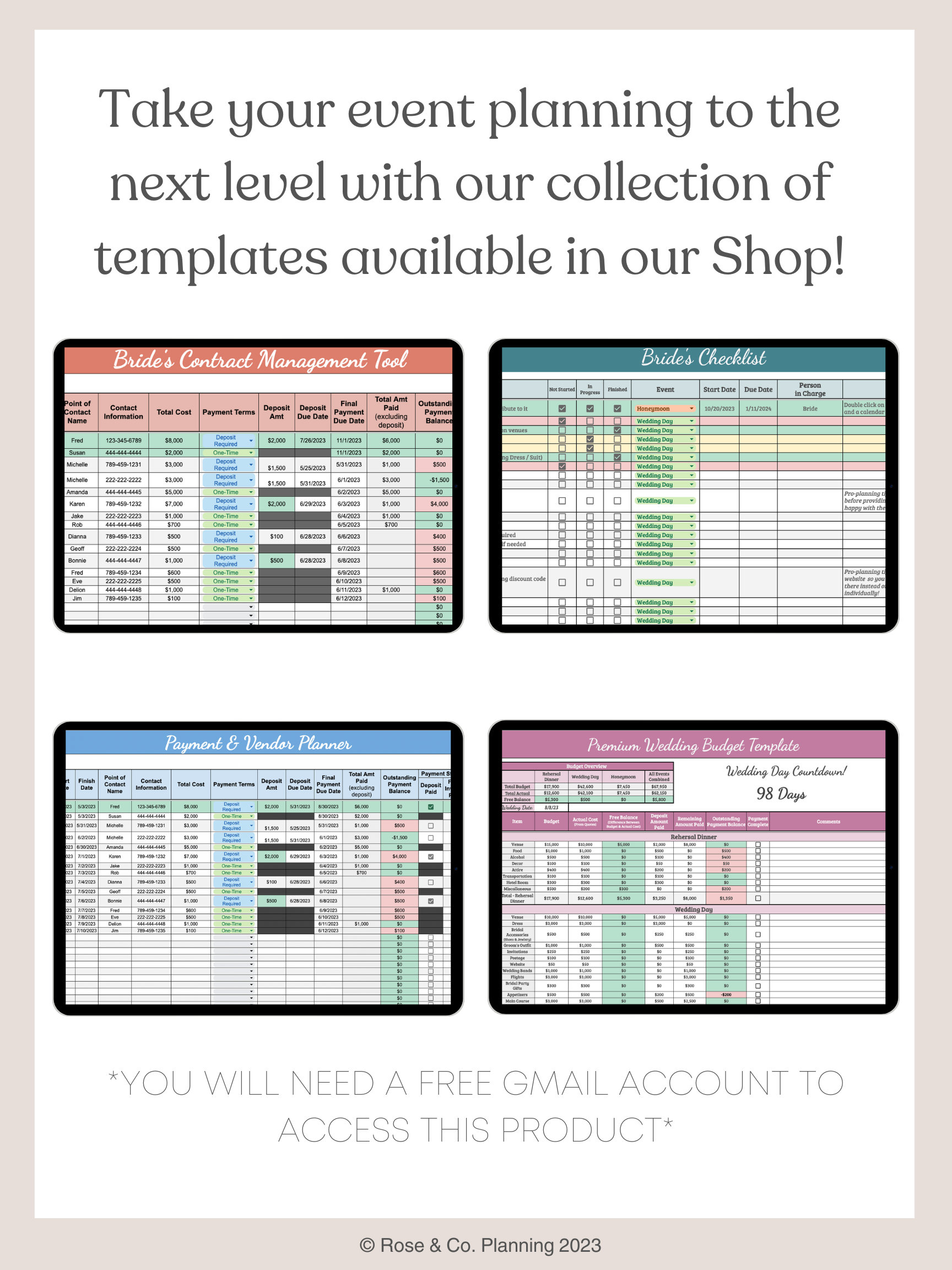 Guest List Spreadsheets & Seating Plan BUNDLE. Digital WEDDING Planner ...