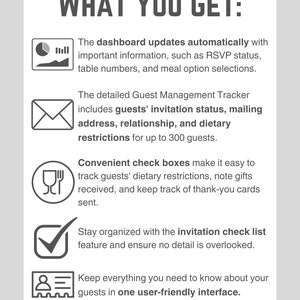 Digital GUEST LIST Wedding Tracker. Google Sheets Dashboard. Instant ...