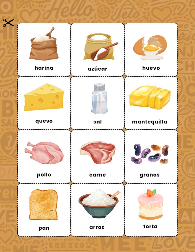 Printable Bilingual Memory Game for Kids | Spanish English Vocabulary ...