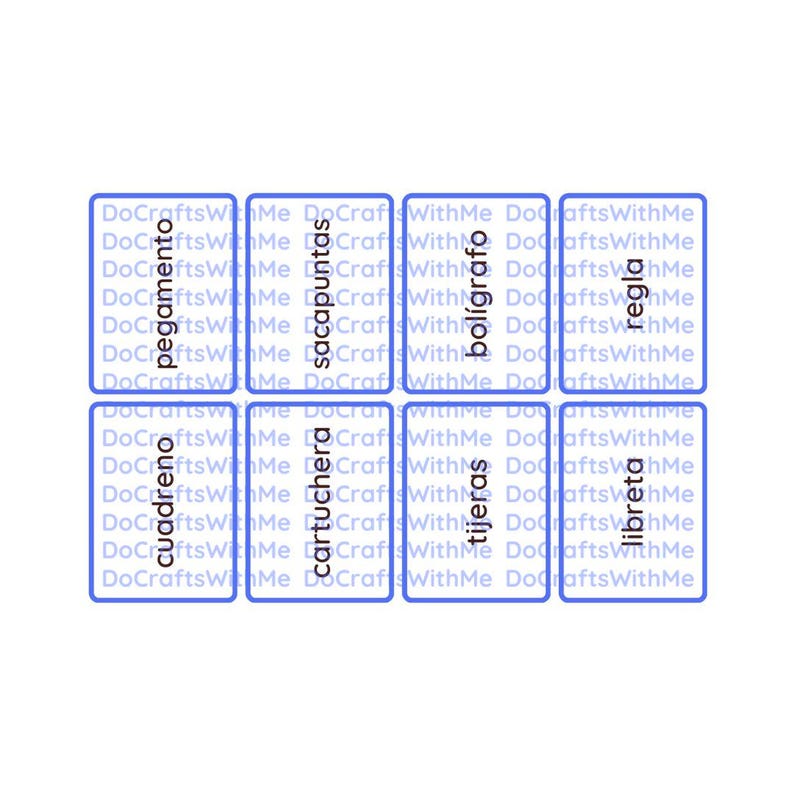 Bilingual Memory Game Printable School Objects English-spanish ...