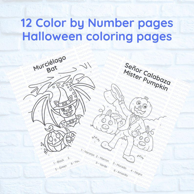 Printable Bilingual Halloween Color-by-number | Fun English Spanish ...