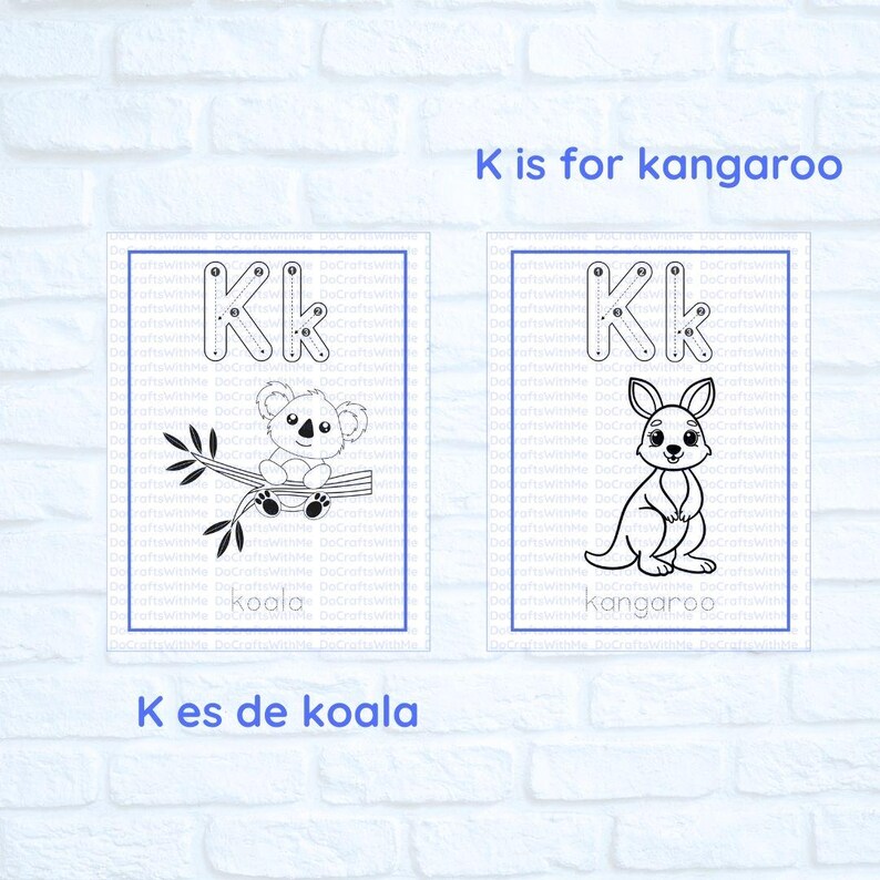 Print and Trace Bilingual Animal Alphabet Coloring Book, Printable ...