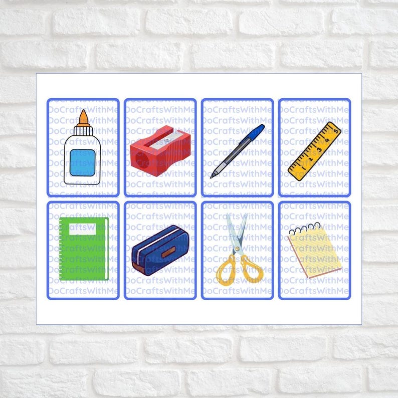 Bilingual Memory Game Printable | School Objects Matching Cards ...