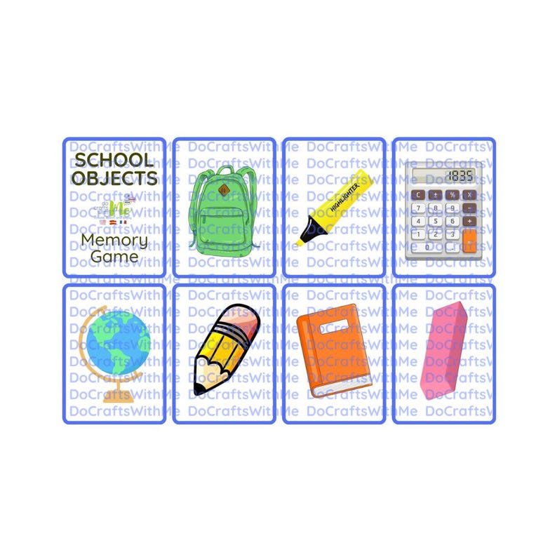 Bilingual Memory Game Printable School Objects English-spanish ...