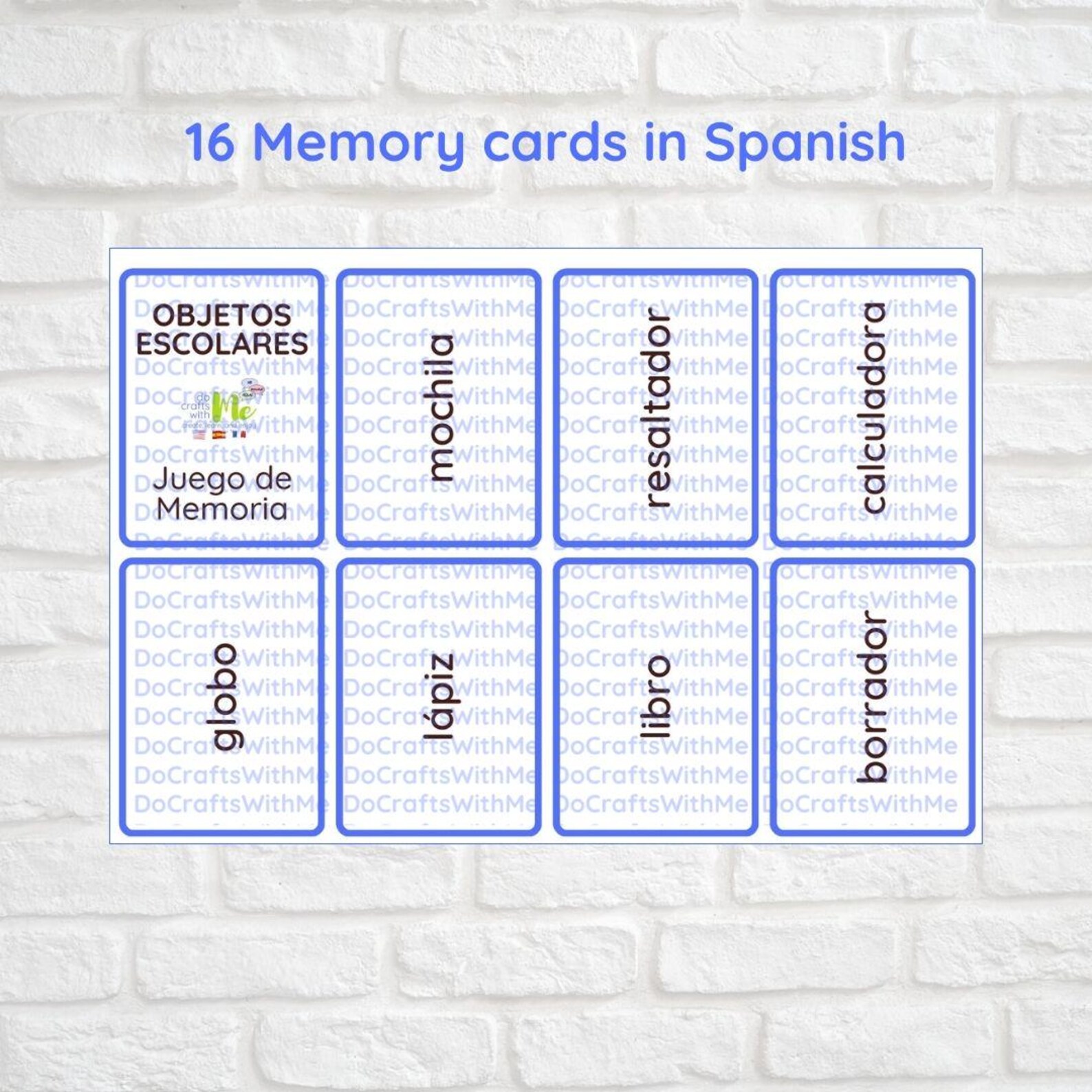 Bilingual Memory Game Printable | School Objects Matching Cards ...