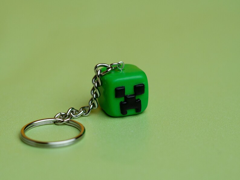 Minecraft Creeper Keychain, Handmade Polymer Clay Charm, Gamer Gift ...
