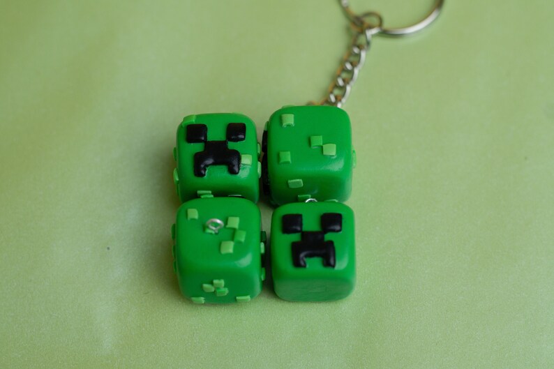 Minecraft Creeper Keychain, Handmade Polymer Clay Charm, Gamer Gift ...