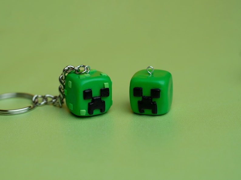 Minecraft Creeper Keychain, Handmade Polymer Clay Charm, Gamer Gift ...