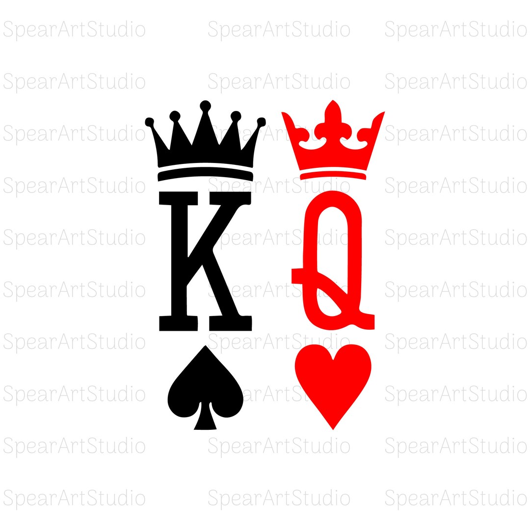 King and Queen Svg, King of Spades Svg, Queen of Hearts Svg, Playing ...