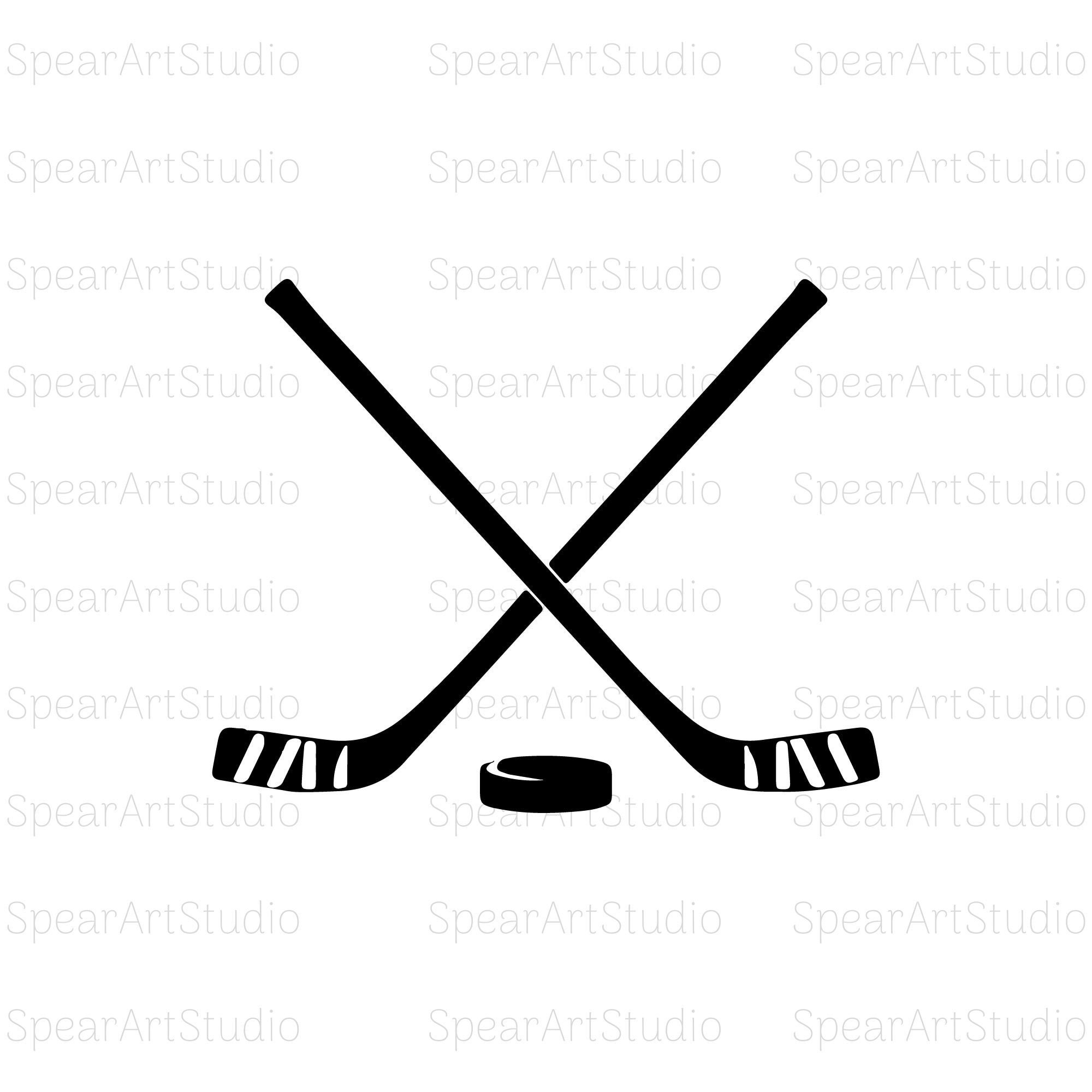 Hockey Sticks Crossed With Puck