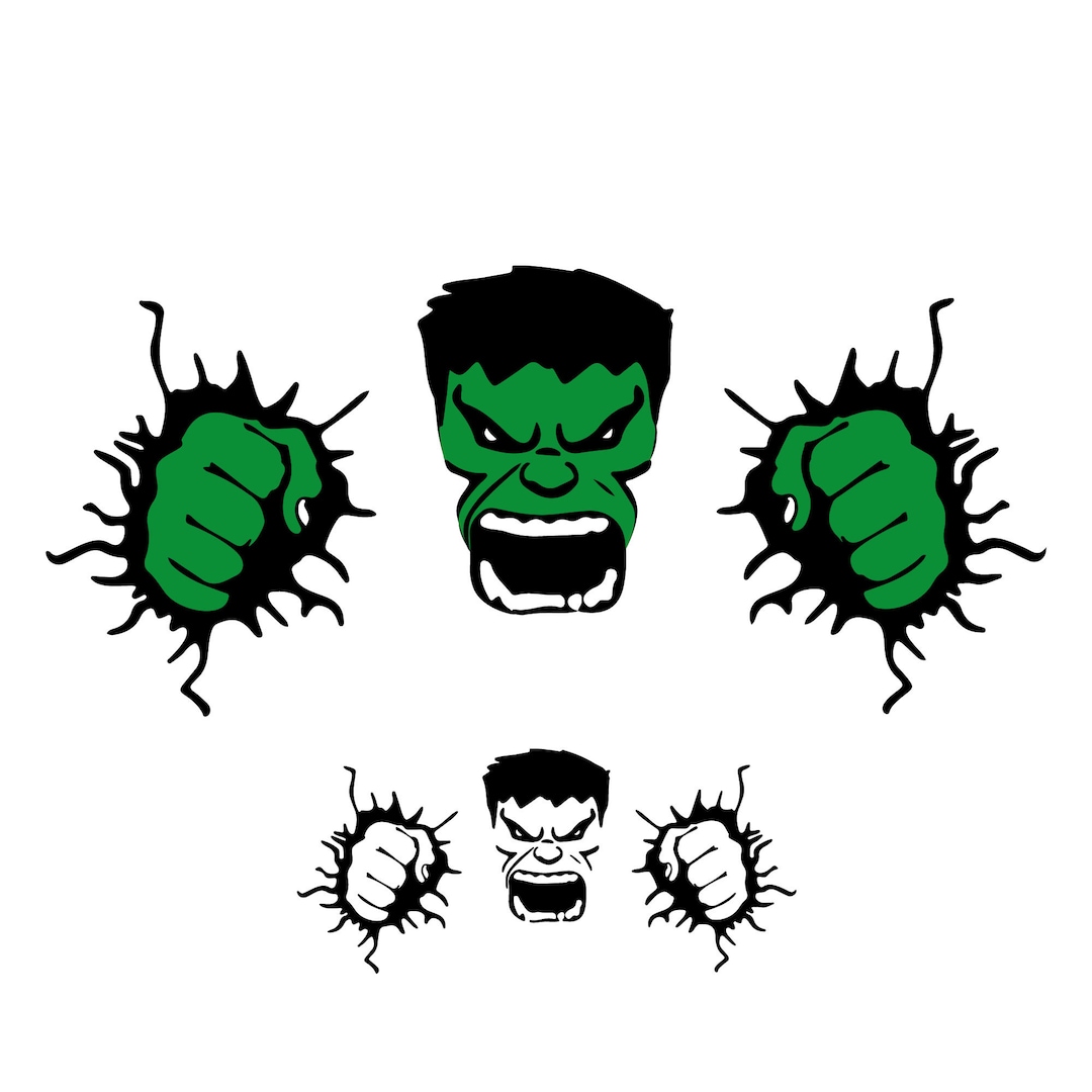 Hulk Face Svg, Hulk Hands Svg Cut Files for Cricut, Silhouette, Digital ...