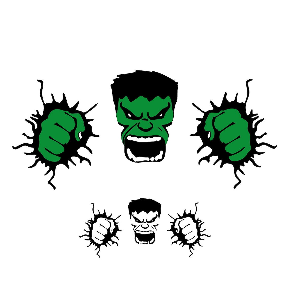 Hulk Face Svg, Hulk Hands Svg Cut Files for Cricut, Silhouette, Digital ...