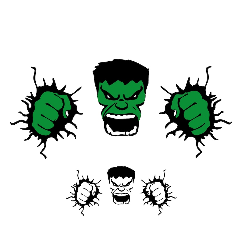 Hulk Face Svg, Hulk Hands Svg Cut Files for Cricut, Silhouette, Digital ...