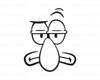 Squidward Face Svg, Svg Face Cricut, Cartoon Face Svg, Cartoon ...