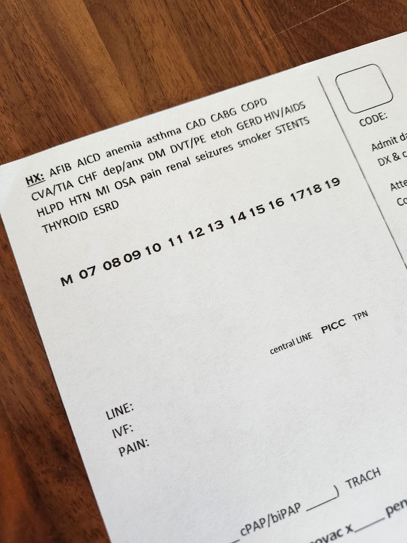 Bedside Nursing Report Sheets - Day Shift (PCU, Med/surg, Tele Brain ...