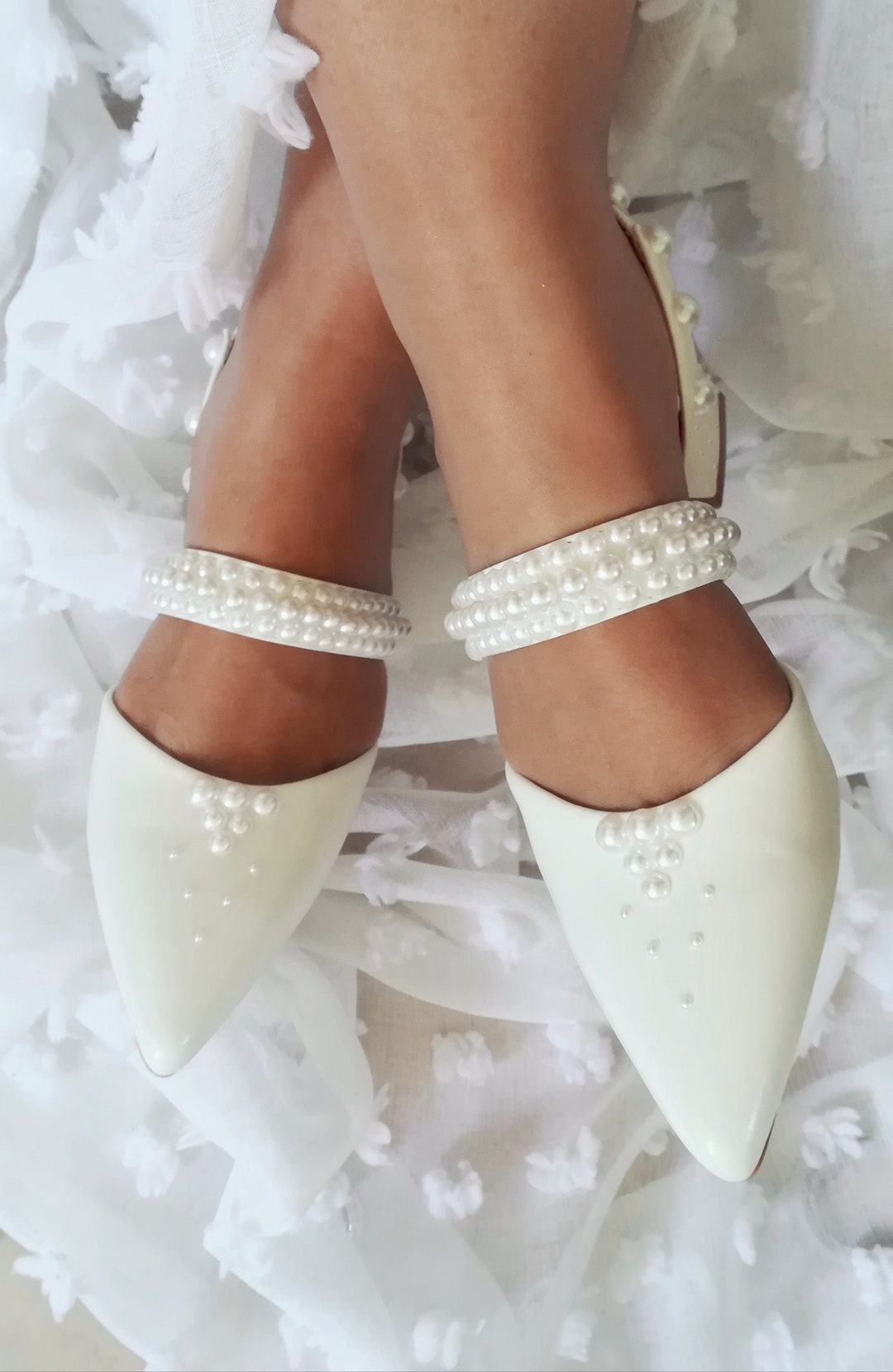 Wedding Shoes, Bridal Pearl Heels, Handmade Decorated, NEW Design - Etsy