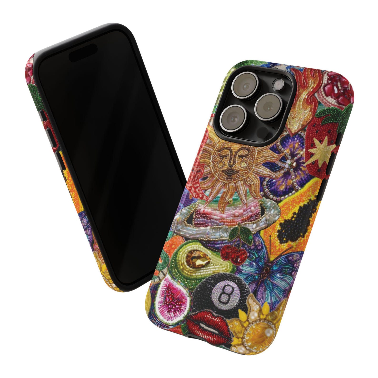 Retro Mosaic Jewels Tough Phone Case iPhone 13 14 15 16 Pro Max Trinket ...