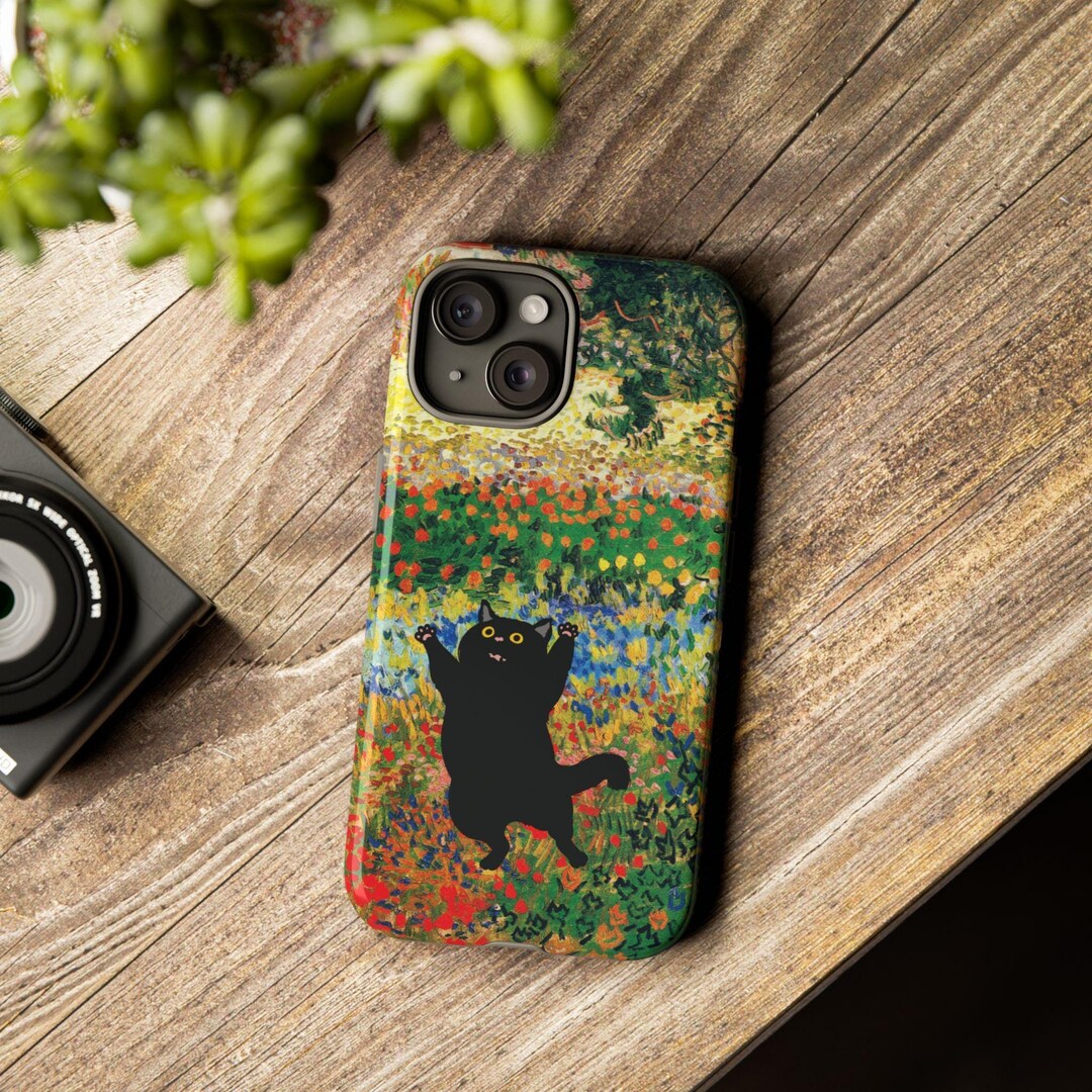 Van Gogh Flowering Garden Funny Cat Tough Phone Case iPhone 12 13 14 15 ...