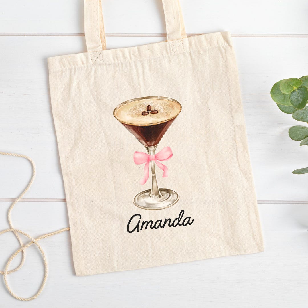 Personalized Coquette Espresso Martini Tote Bag Custom Cocktail ...