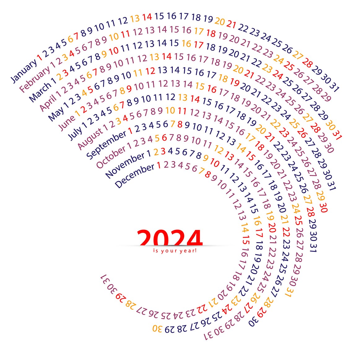 2024 Printable Calendar Swirl Design 2024 Wall Calendar 2024 Calendar ...