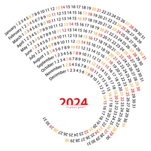 2024 Printable Calendar Swirl Design 2024 Wall Calendar 2024 Calendar ...