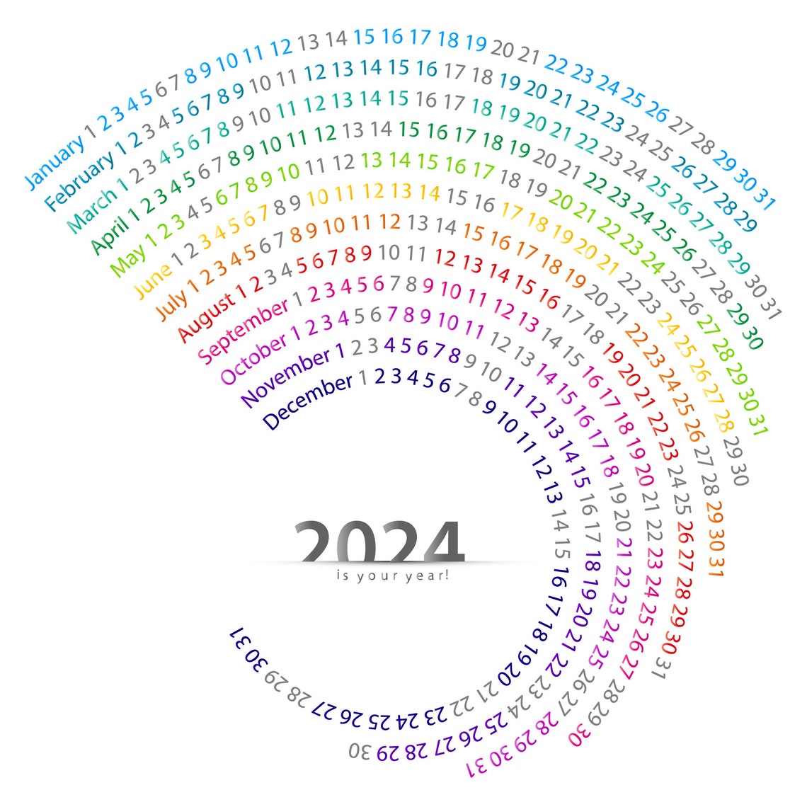 2024 Printable Calendar Swirl Design 2024 Wall Calendar 2024 Calendar ...