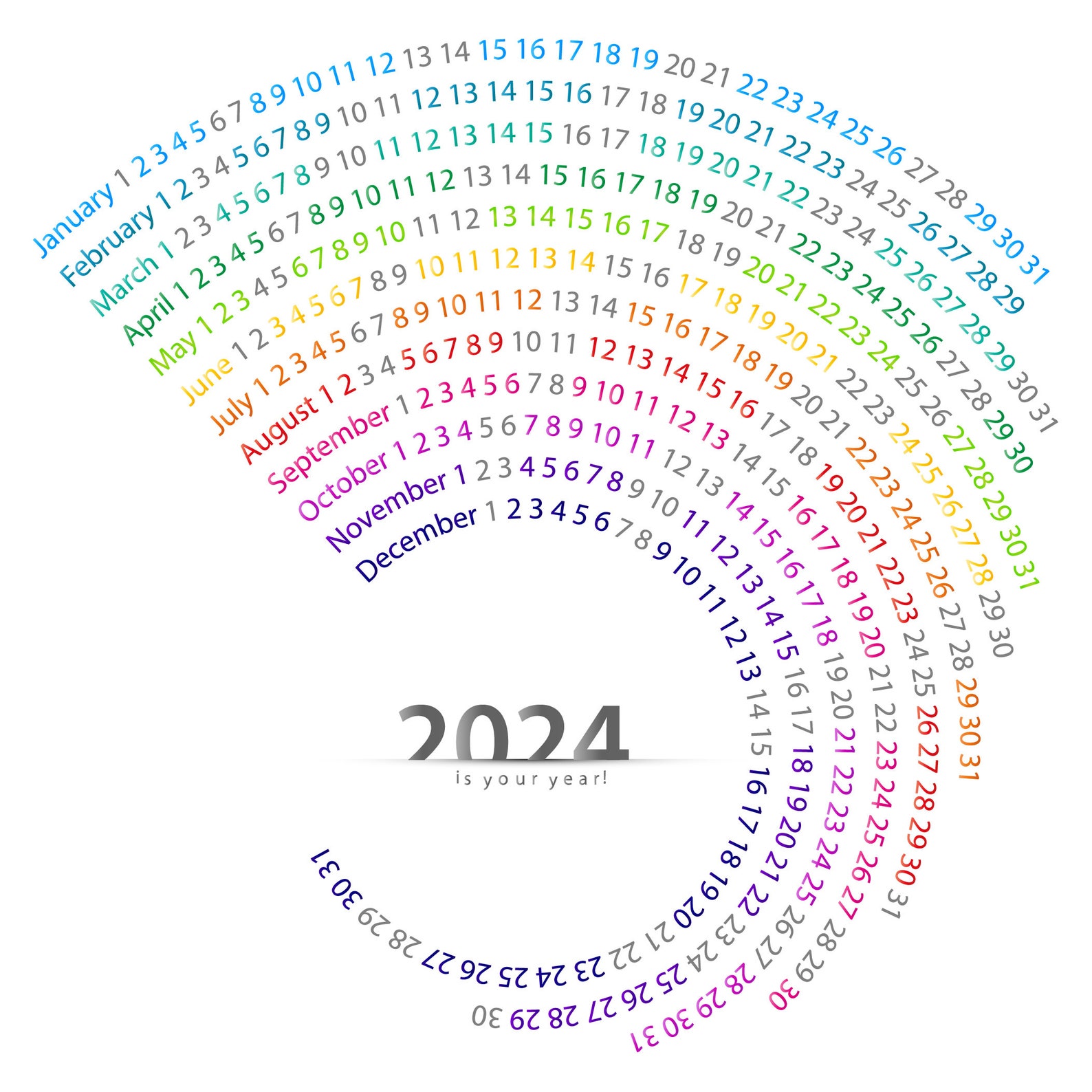 2024 Printable Calendar Swirl Design 2024 Wall Calendar 2024 Calendar ...