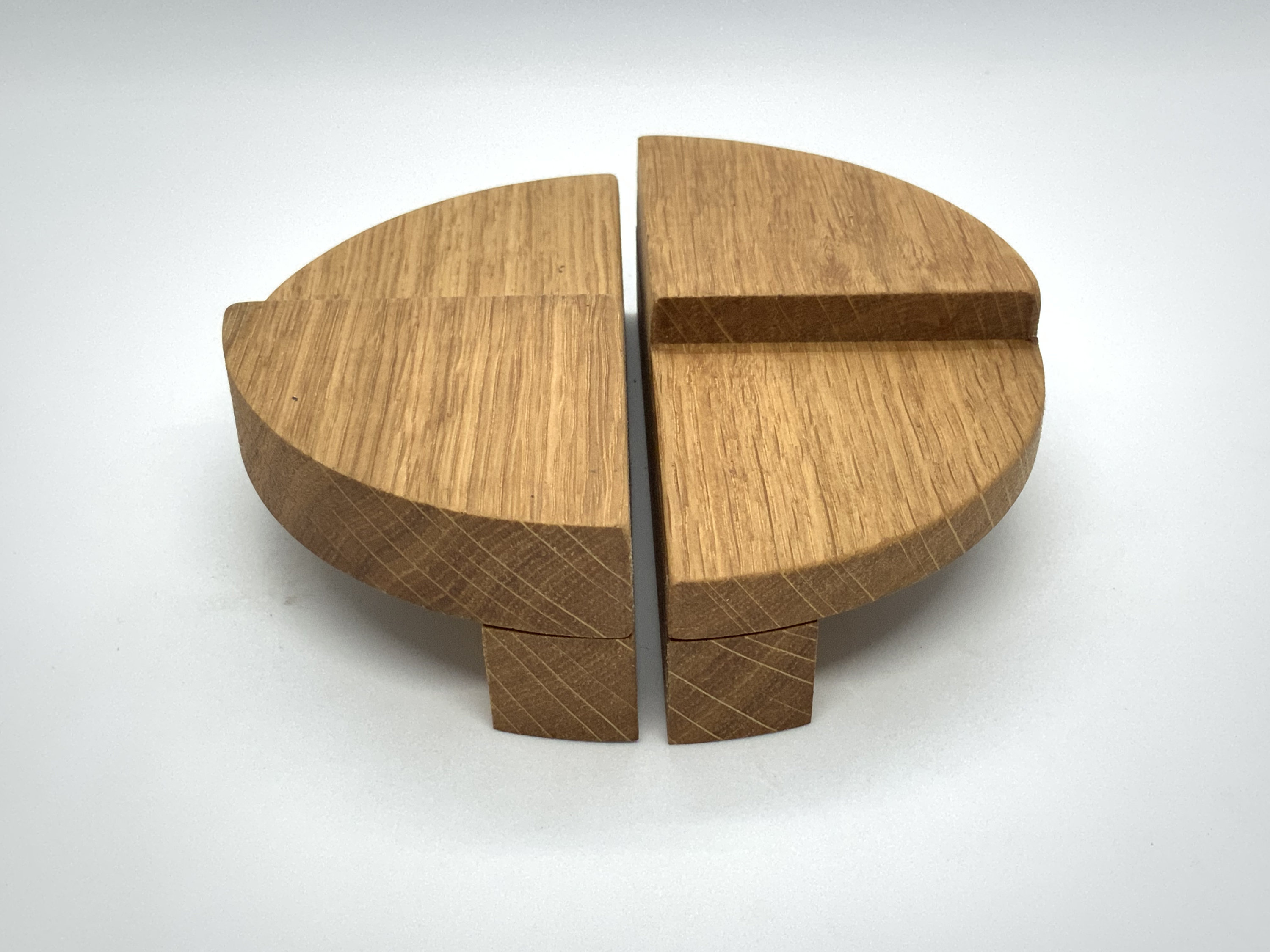 Half Moon Handle Cabinet Handle, Solid Oak Wood, Modern Knobs, Cabinet ...