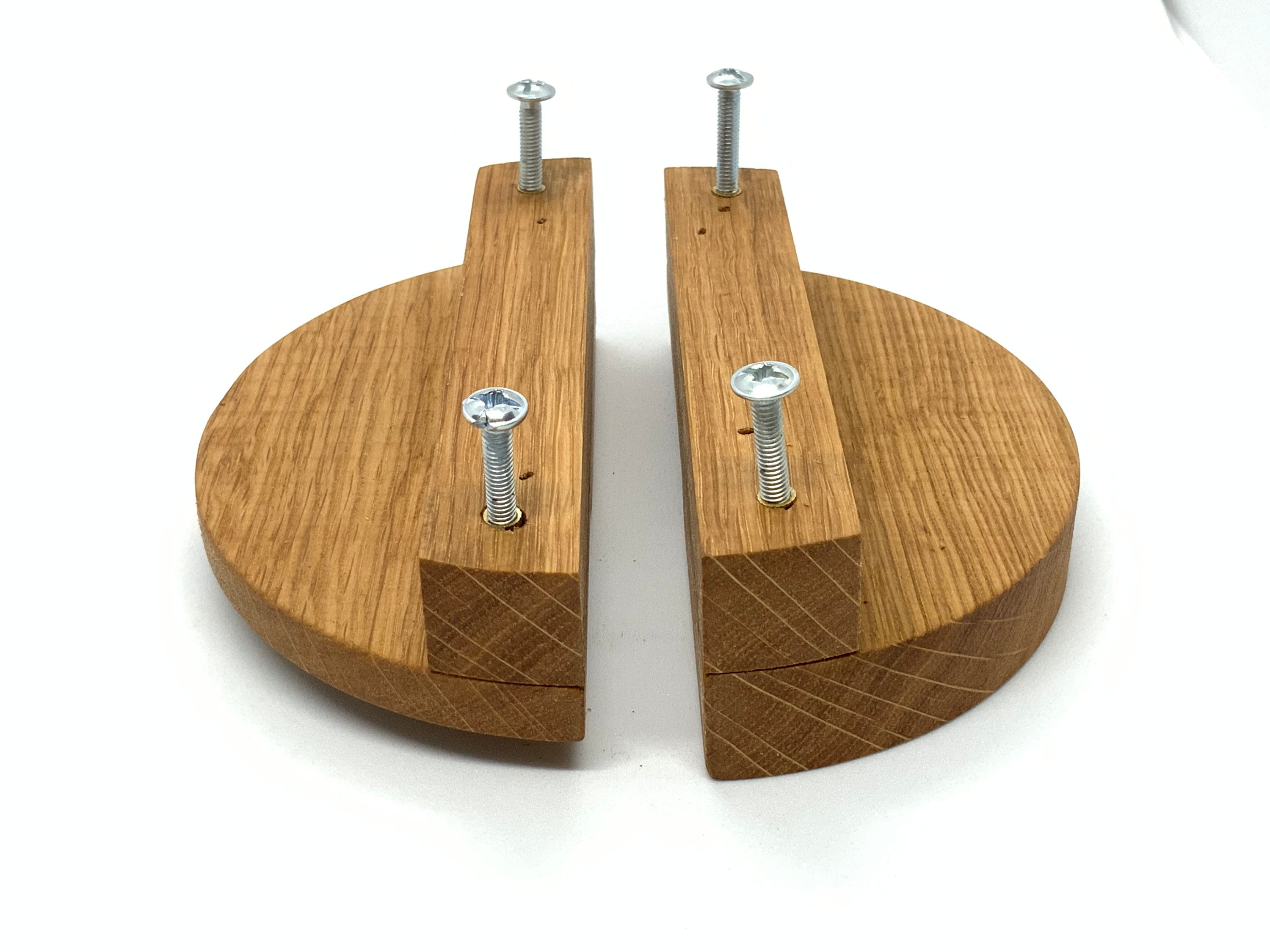 Half Moon Handle Cabinet Handle, Solid Oak Wood, Modern Knobs, Cabinet ...