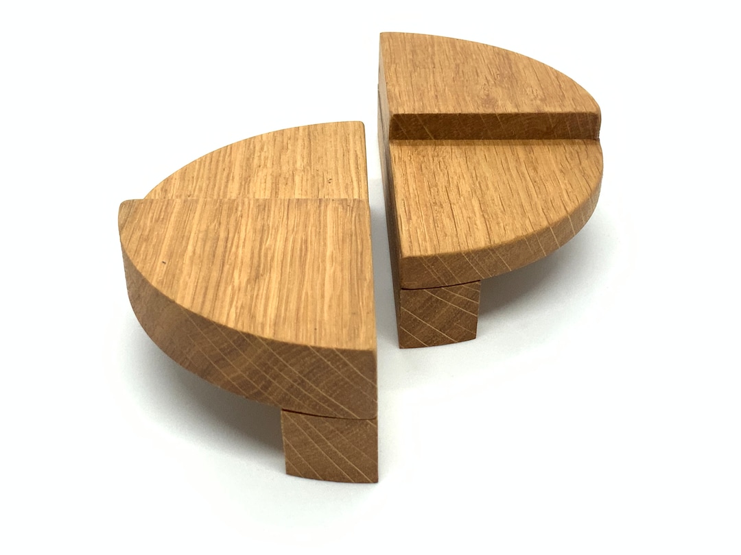 Half Moon Handle Cabinet Handle, Solid Oak Wood, Modern Knobs, Cabinet Handle Oak Wood Natural ...