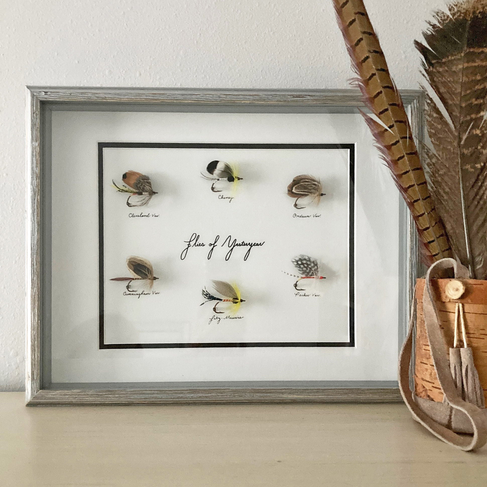 Fly Fishing Wall Art | Aged-gray Frame - Etsy