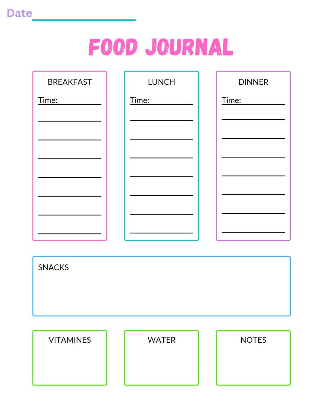 FOOD JOURNAL - Etsy