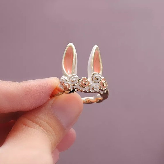 Bunny Ringanimal Ringrabbit Ear Ring Rabbit Ringwomen - Etsy