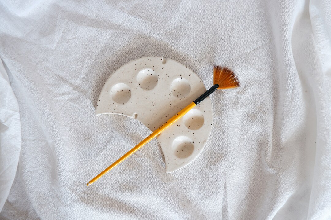 Handmade Crescent Ceramic Artist Palette: Speckled Stoneware - Etsy