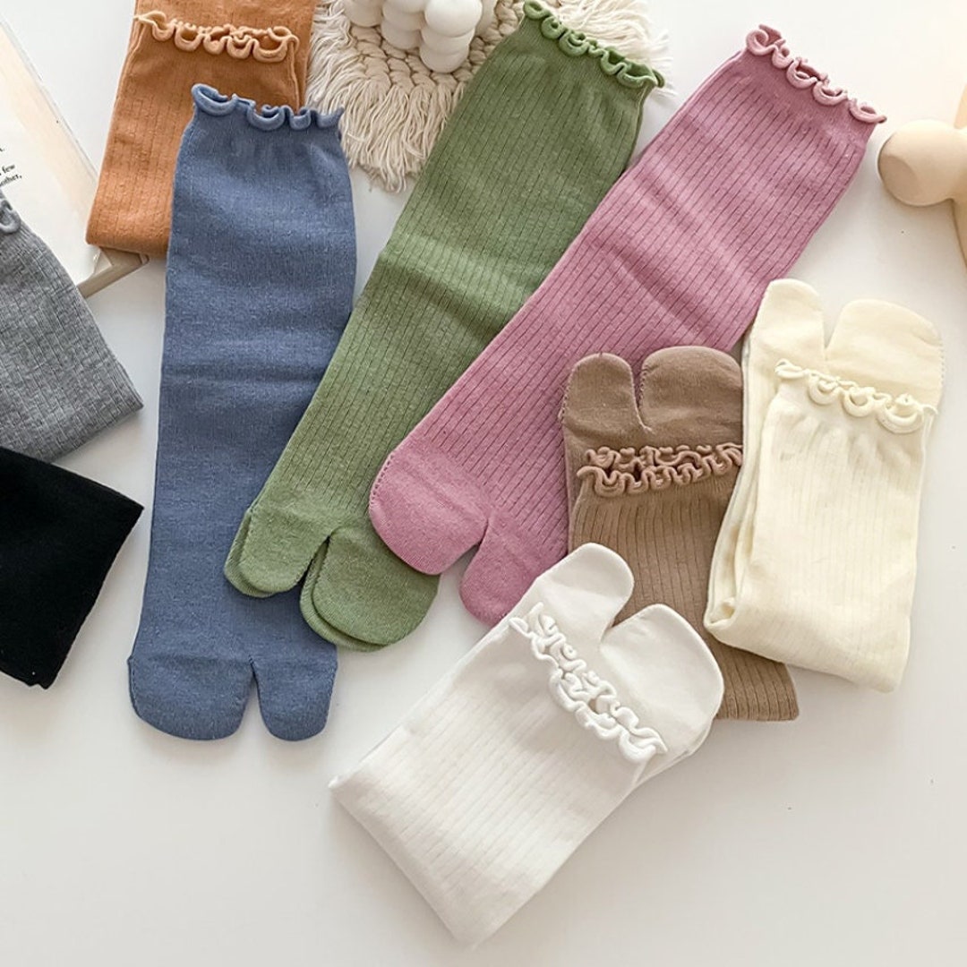 Ruffle Split-toe Tabi 9 Pairs Socks Japanese Style 5pcs Warm - Etsy