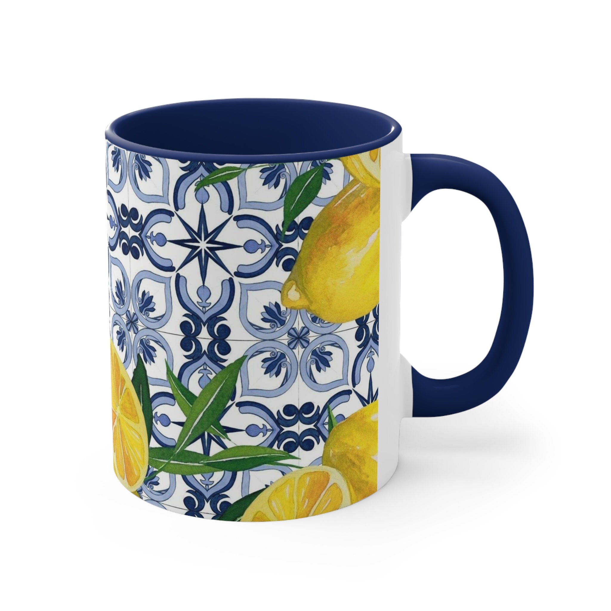 Italian Sicilian Majolica Lemon Ceramic Tile Tea Mug Gift, Italy Sicily ...