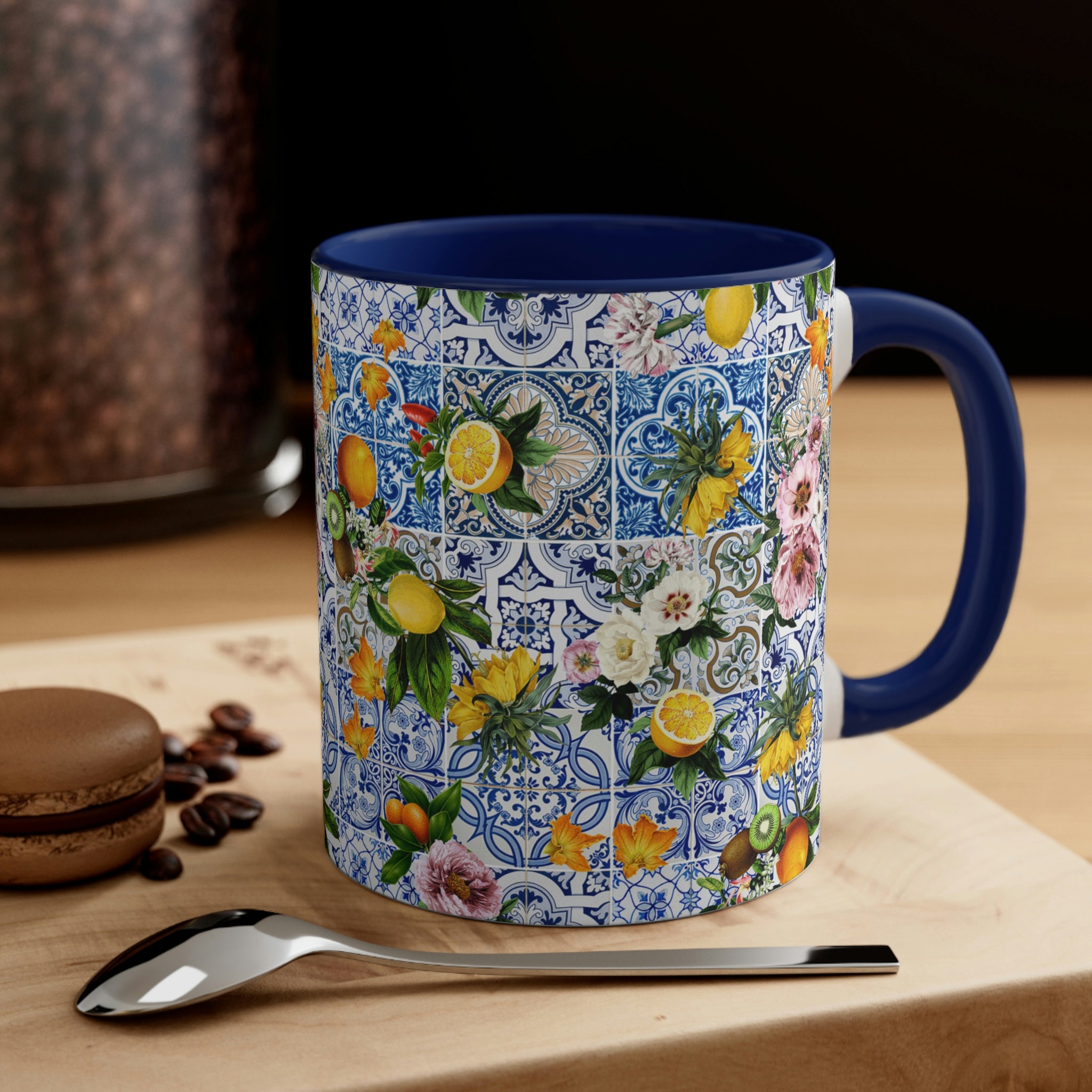 Italy Sicily Mug, Italian Sicilian Lemon Majolica Porcelain Tile Accent ...